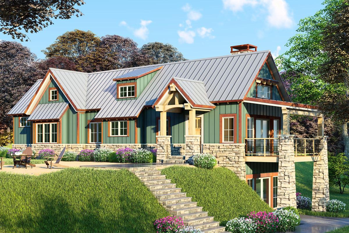 Mountain Rustic Plan: 1,921 Square Feet, 2 Bedrooms, 3 Bathrooms - 8318 ...