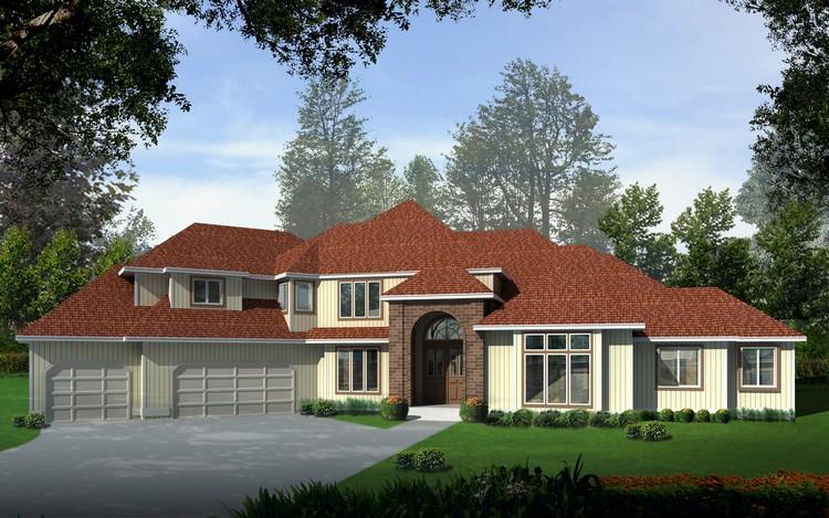 Traditional Plan: 3,776 Square Feet, 4 Bedrooms, 5 Bathrooms - 009-00215
