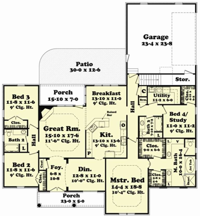 European Plan - 2,400 Square Feet, 4 Bedrooms, 3 Bathrooms | Floor Plan ...