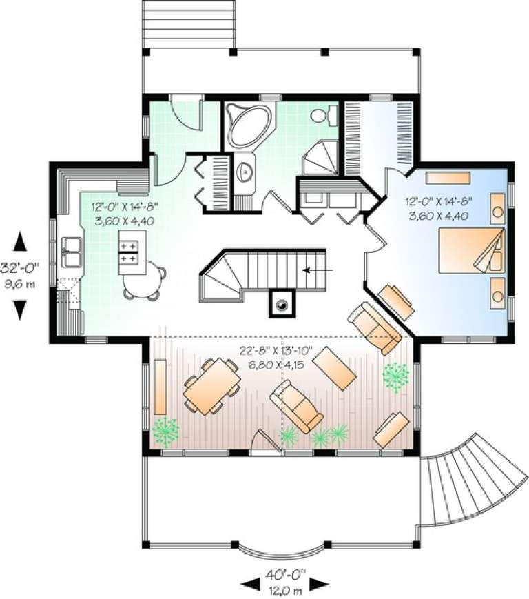Country Plan: 2,048 Square Feet, 3 Bedrooms, 2 Bathrooms - 034-00534
