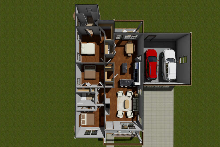 Craftsman Plan - 1,397 Square Feet, 3 Bedrooms, 2 Bathrooms | Floor ...