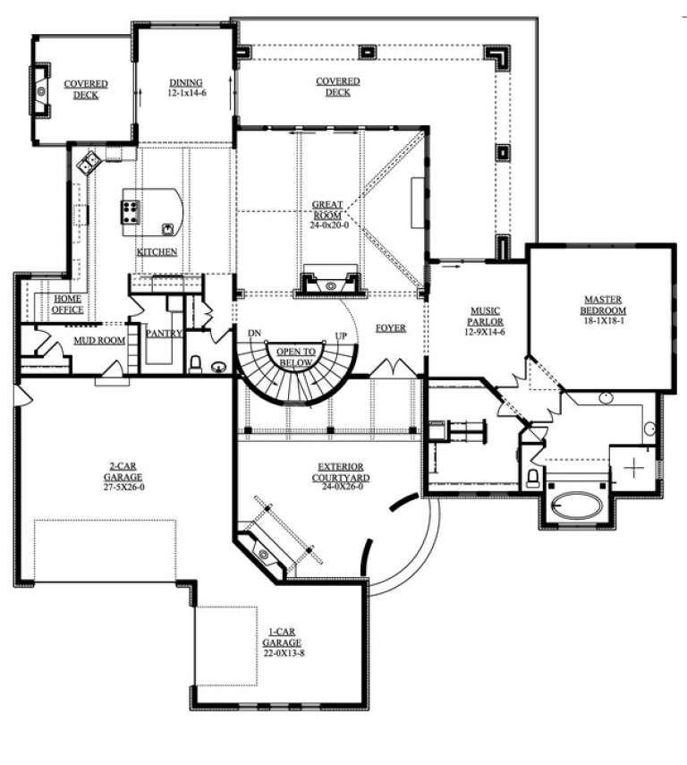 Southwest Plan - 6,037 Square Feet, 5 Bedrooms, 4.5 Bathrooms | Floor ...