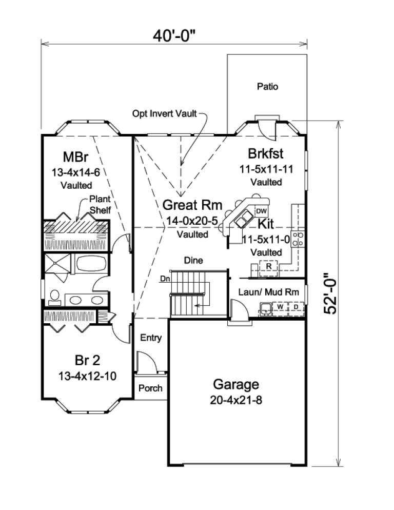 Traditional Plan - 1,379 Square Feet, 2 Bedrooms, 1 Bathroom | Floor ...