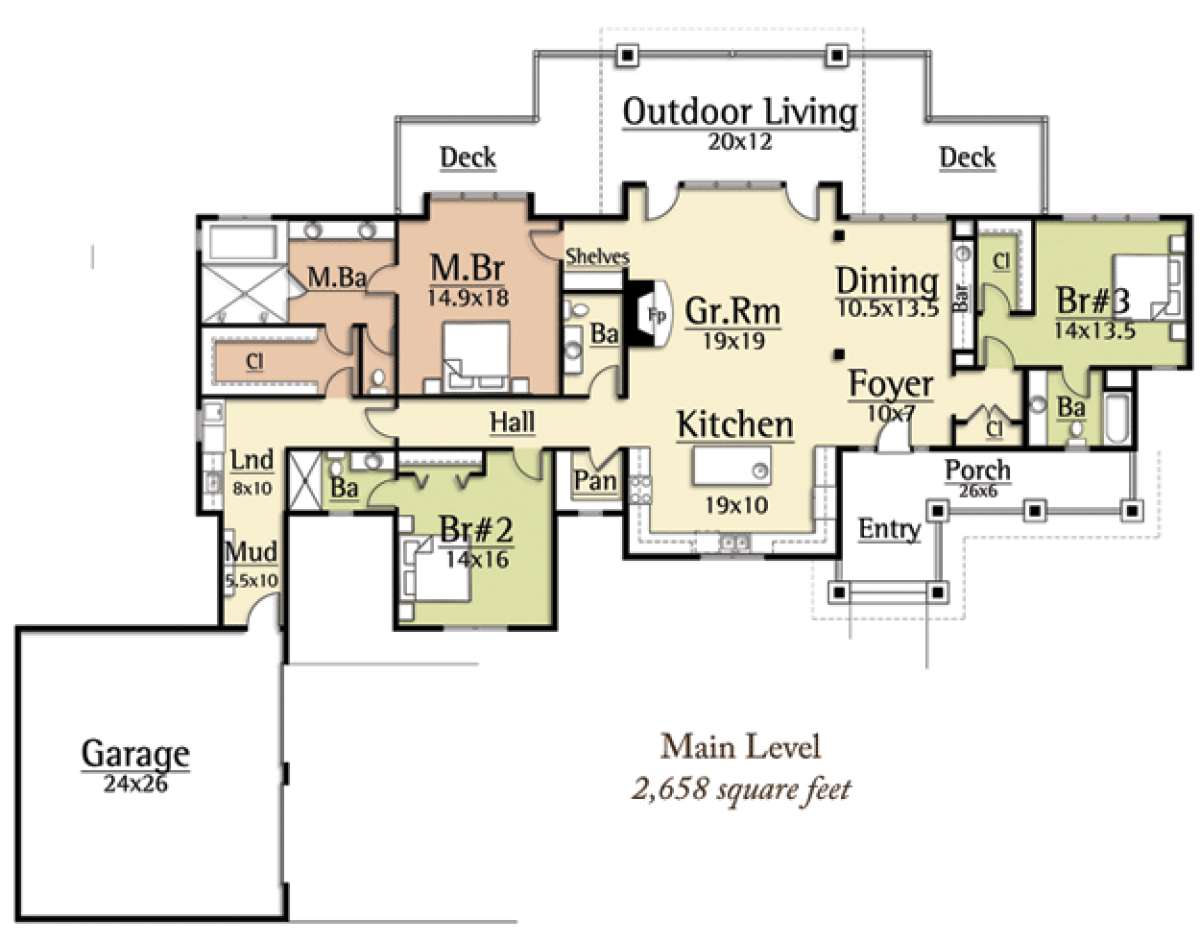 Cabin Plan - 2,658 Square Feet, 3 Bedrooms, 3.5 Bathrooms | Floor Plan ...