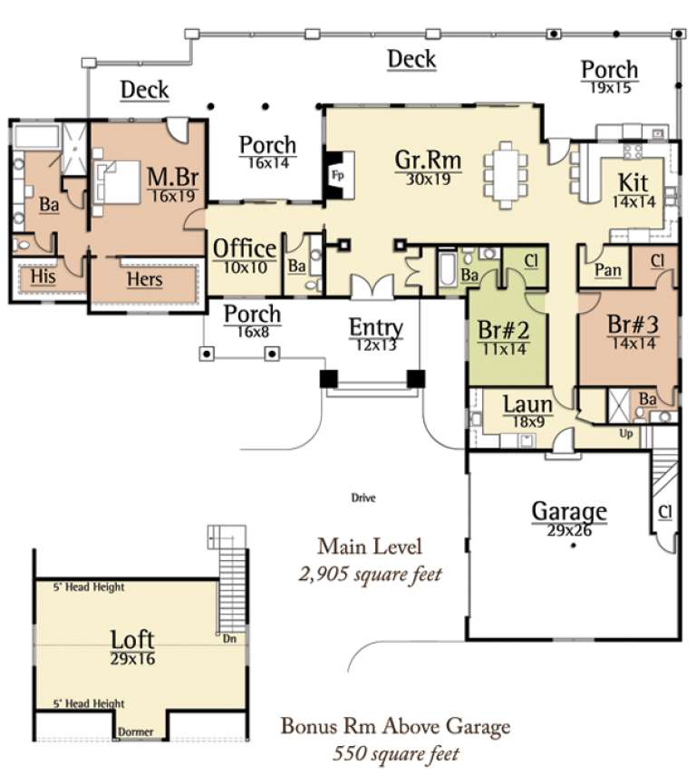 Cabin Plan - 2,905 Square Feet, 3 Bedrooms, 3.5 Bathrooms | Floor Plan ...