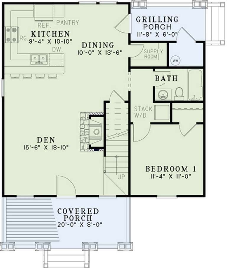 Craftsman Plan - 1,379 Square Feet, 3 Bedrooms, 2 Bathrooms | Floor ...