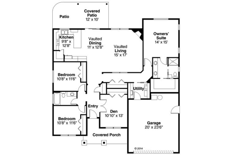 Ranch Plan: 1,859 Square Feet, 3 Bedrooms, 2 Bathrooms - 035-00665