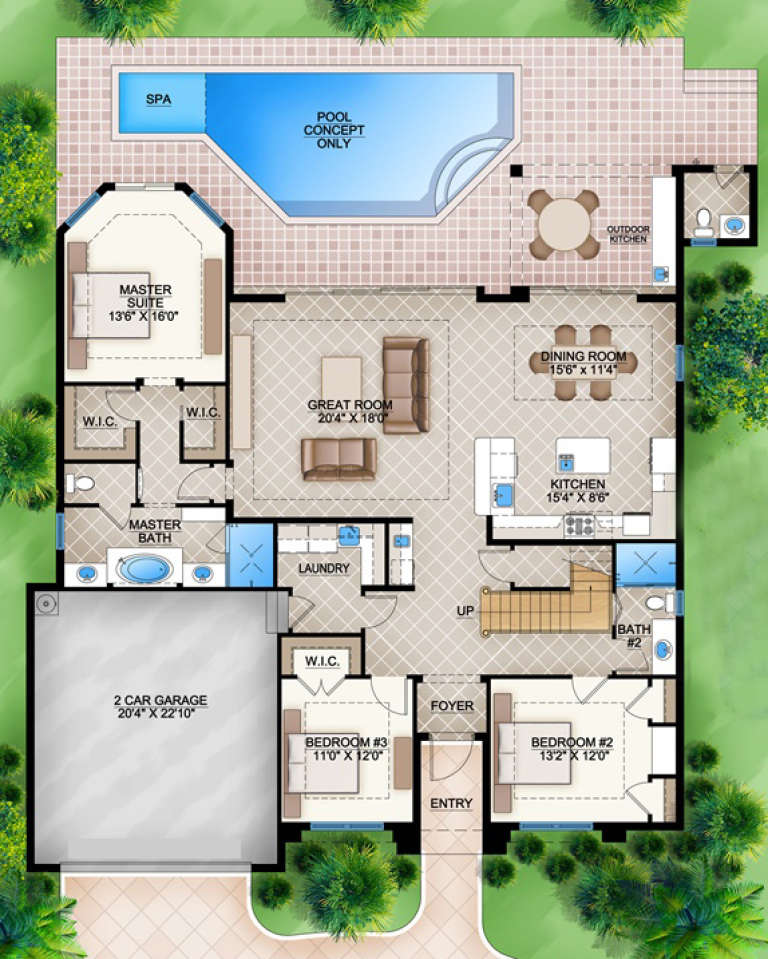 Florida Plan - 2,716 Square Feet, 5 Bedrooms, 4.5 Bathrooms | Floor ...