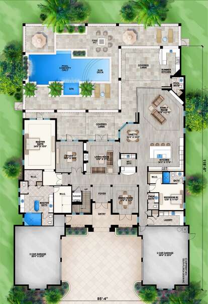 Contemporary Plan: 5,798 Square Feet, 5 Bedrooms, 5 Bathrooms - 4771-00016