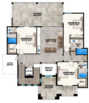 Contemporary Plan: 5,798 Square Feet, 5 Bedrooms, 5 Bathrooms - 4771-00016