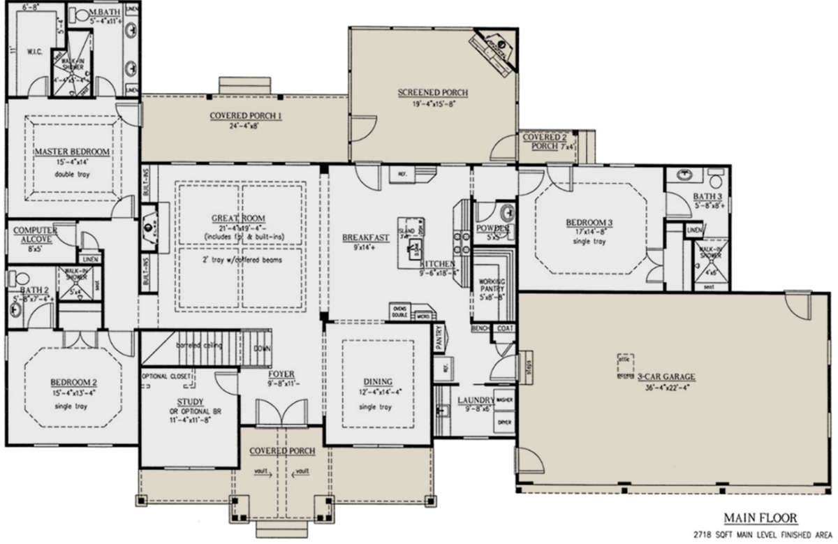 Craftsman Plan: 2,718 Square Feet, 4 Bedrooms, 3 Bathrooms - 286-00064