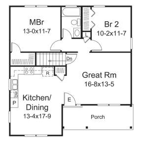 Traditional Plan - 944 Square Feet, 2 Bedrooms, 1 Bathroom | Floor Plan ...