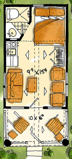 Cabin Plan - 216 Square Feet, 1 Bedroom, 1 Bathroom | Floor Plan #1907 ...