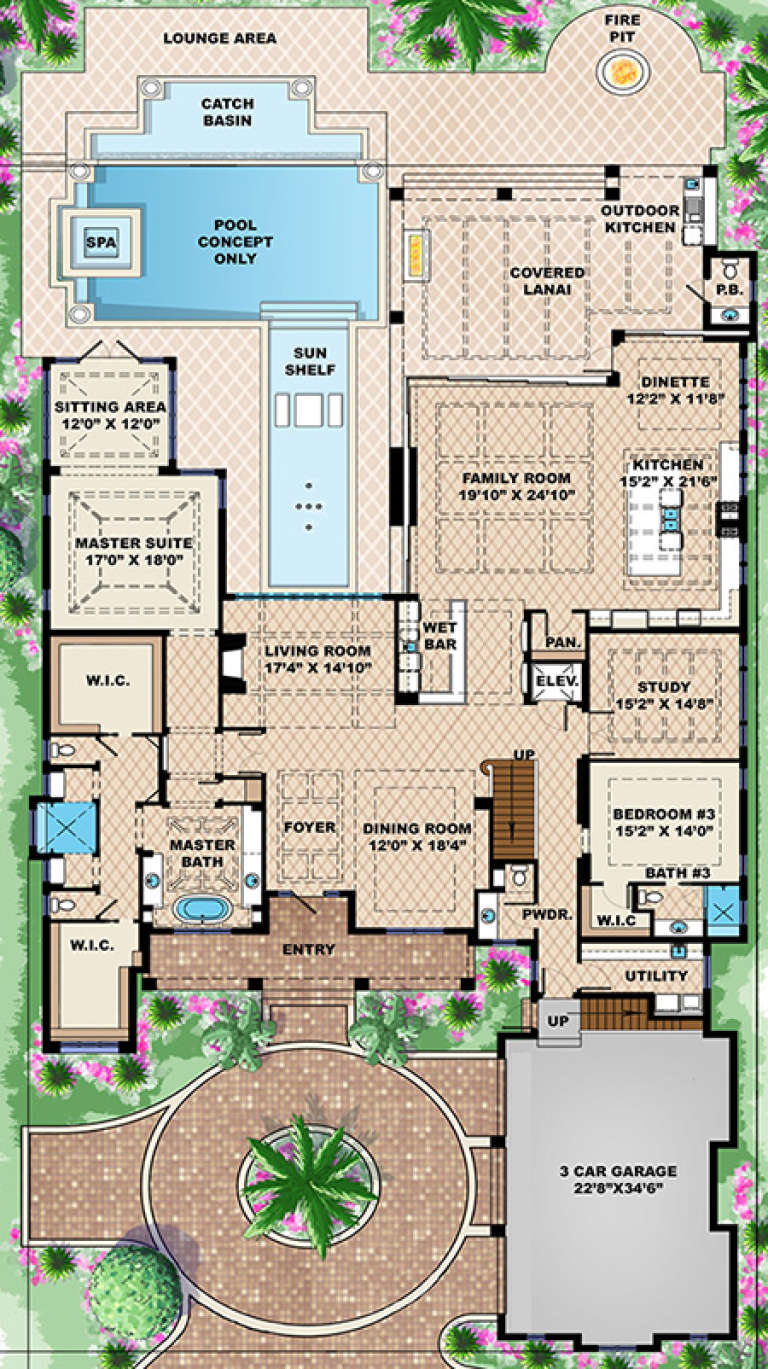 Coastal Plan - 7,592 Square Feet, 6 Bedrooms, 7 Bathrooms | Floor Plan ...