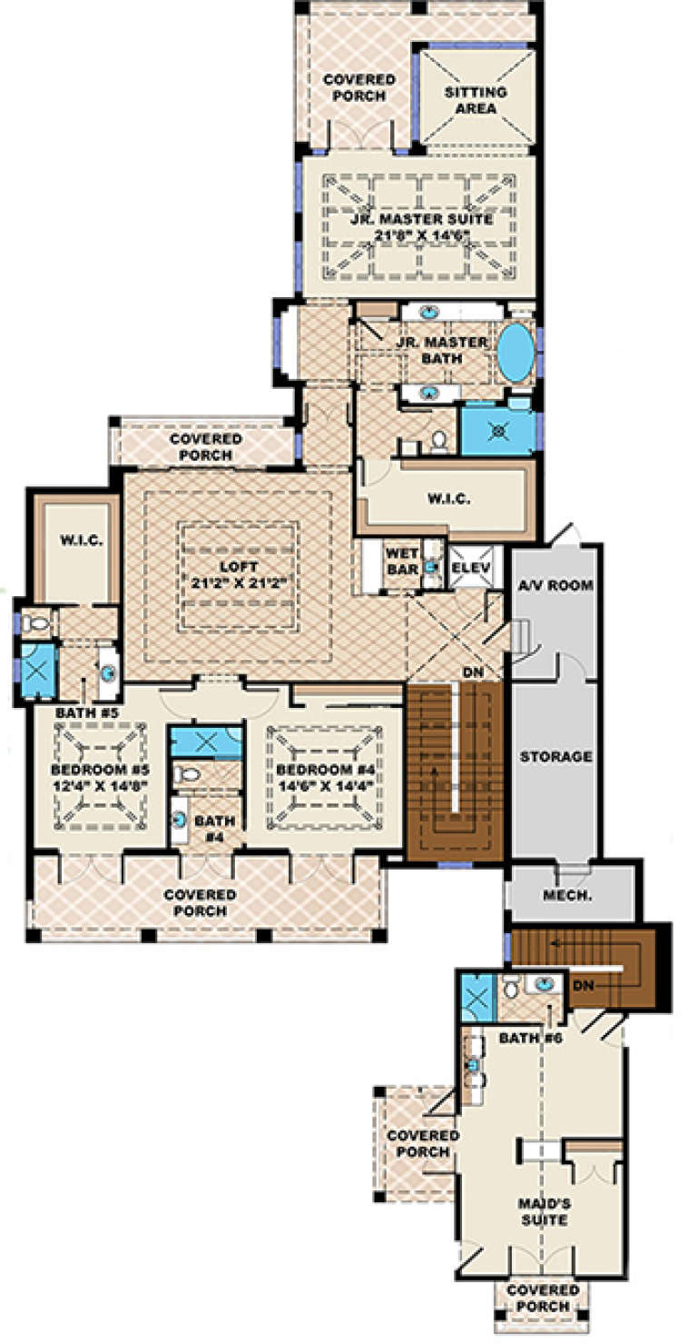 Coastal Plan - 7,592 Square Feet, 6 Bedrooms, 7 Bathrooms | Floor Plan ...