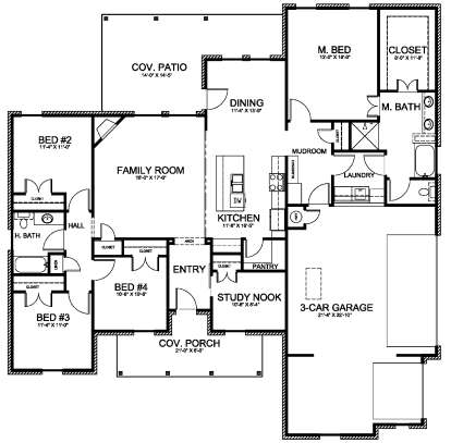 Traditional Plan - 2,034 Square Feet, 4 Bedrooms, 2 Bathrooms | Floor ...