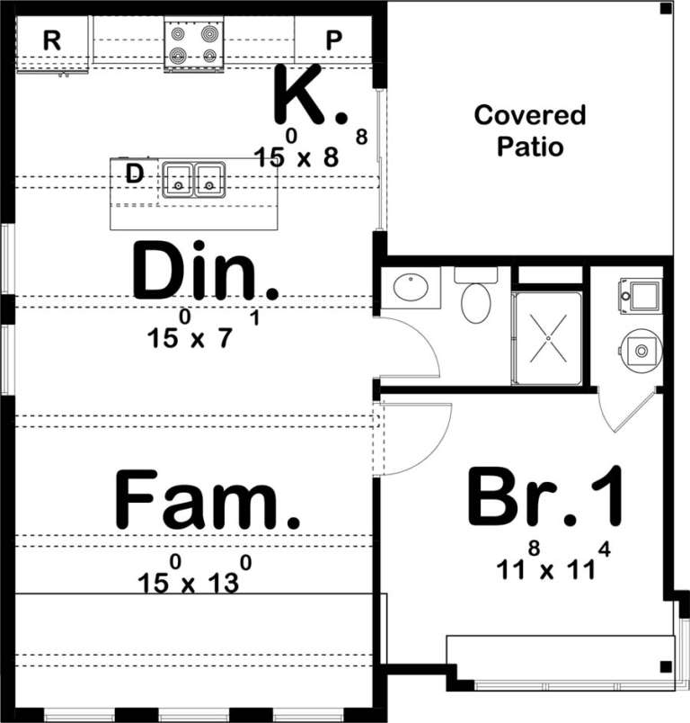Modern Plan - 688 Square Feet, 1 Bedroom, 1 Bathroom | Floor Plan #963 ...