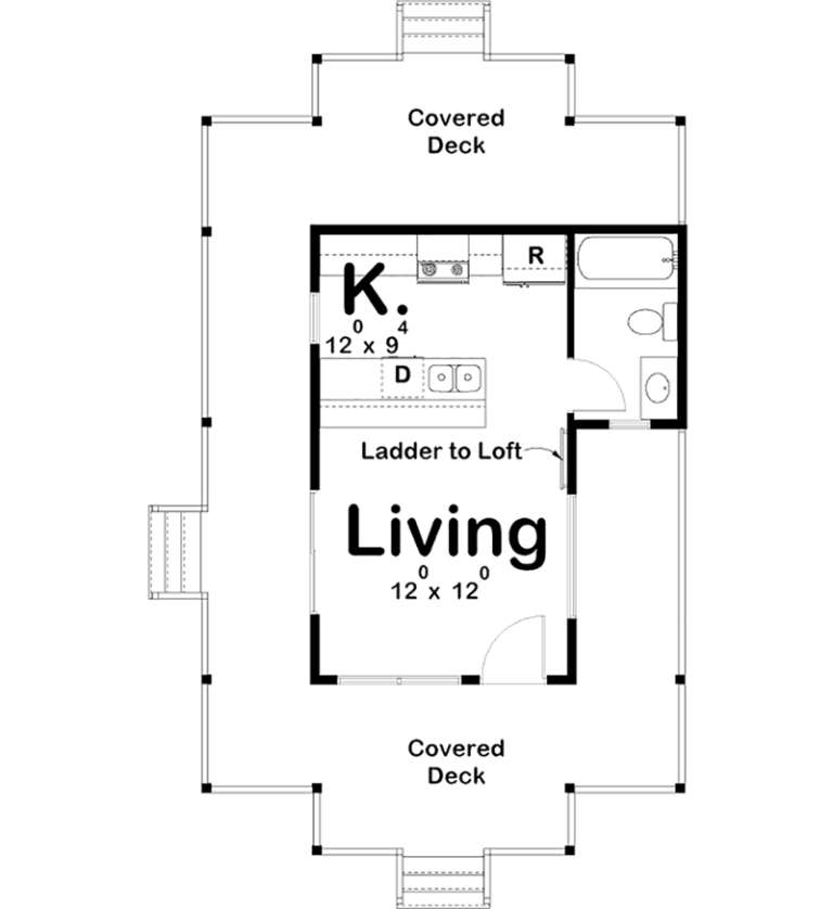 Coastal Plan - 533 Square Feet, 1 Bedroom, 1 Bathroom | Floor Plan #963 ...
