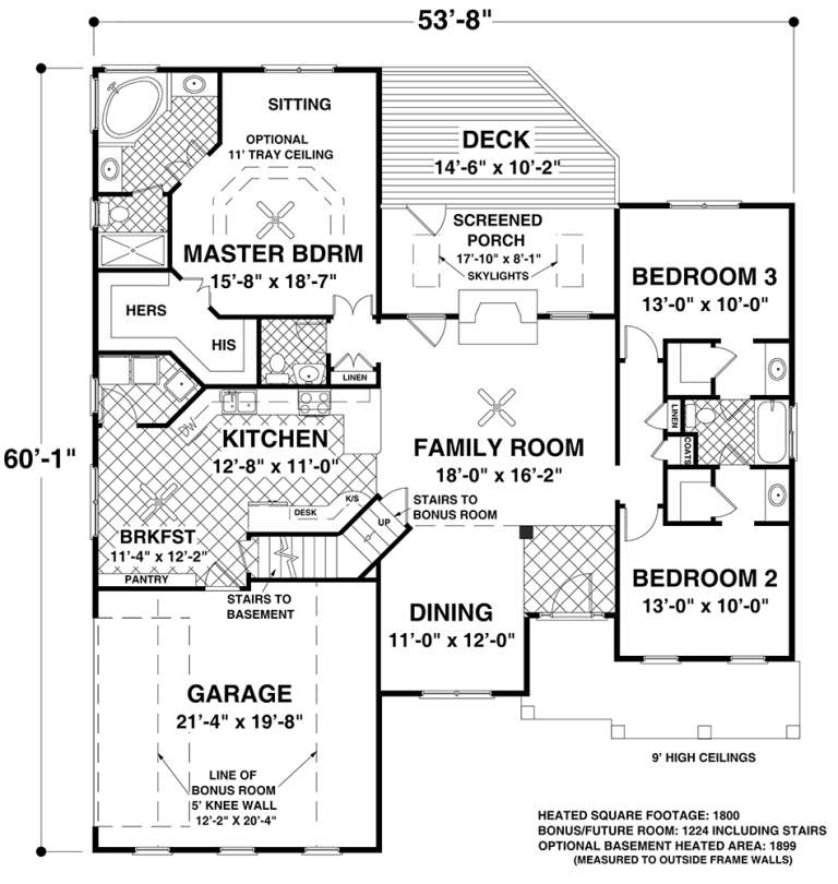 Traditional Plan - 1,800 Square Feet, 3-4 Bedrooms, 2 Bathrooms | Floor ...