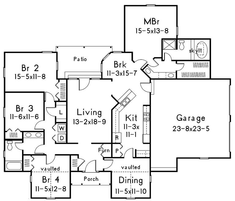 Ranch Plan - 2,080 Square Feet, 4 Bedrooms, 2 Bathrooms | Floor Plan ...