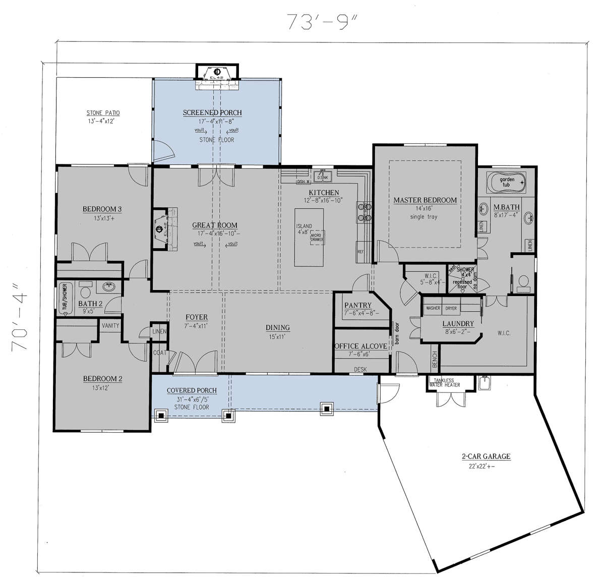 Farmhouse Plan: 2,096 Square Feet, 3 Bedrooms, 2 Bathrooms - 286-00102