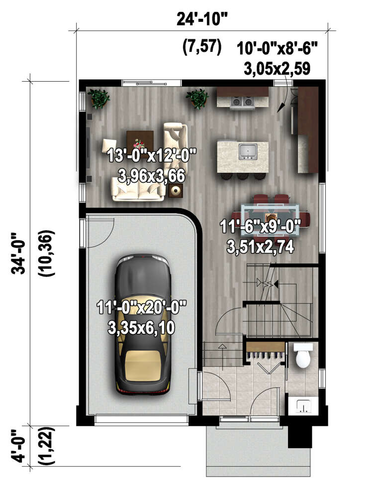 Modern Plan - 1,318 Square Feet, 3 Bedrooms, 1.5 Bathrooms | Floor Plan ...