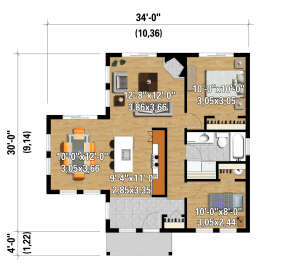Modern Plan - 850 Square Feet, 2 Bedrooms, 1 Bathroom | Floor Plan ...