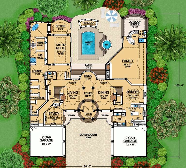 Luxury Plan - 7,341 Square Feet, 5 Bedrooms, 6.5 Bathrooms | Floor Plan ...
