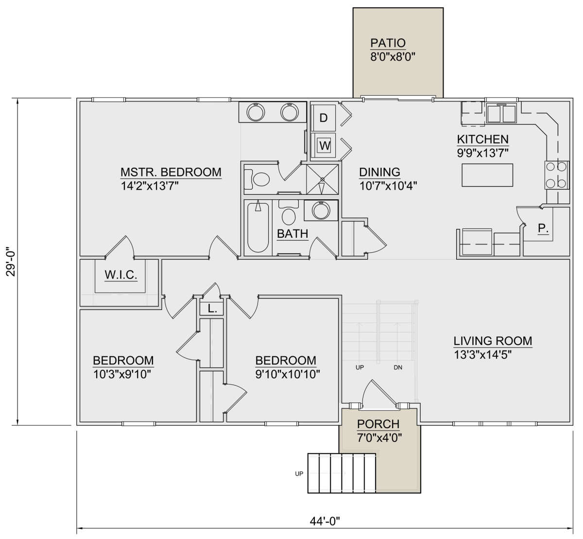Split Foyer Plan: 1,749 Square Feet, 3 Bedrooms, 2.5 Bathrooms - 340-00032