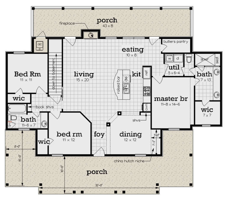 Cottage Plan - 1,620 Square Feet, 3 Bedrooms, 2 Bathrooms | Floor Plan ...