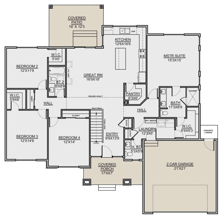 Contemporary Plan - 2,000 Square Feet, 4 Bedrooms, 2.5 Bathrooms ...