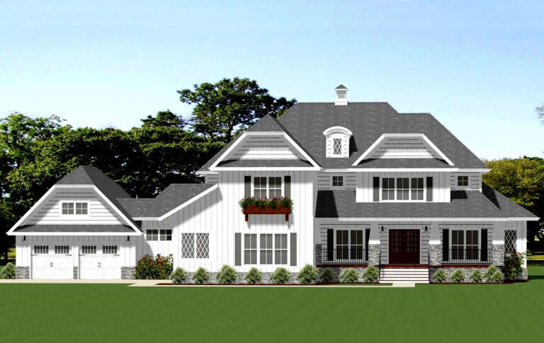 Modern Farmhouse Plan - 3,872 Square Feet, 5 Bedrooms, 4.5 Bathrooms ...