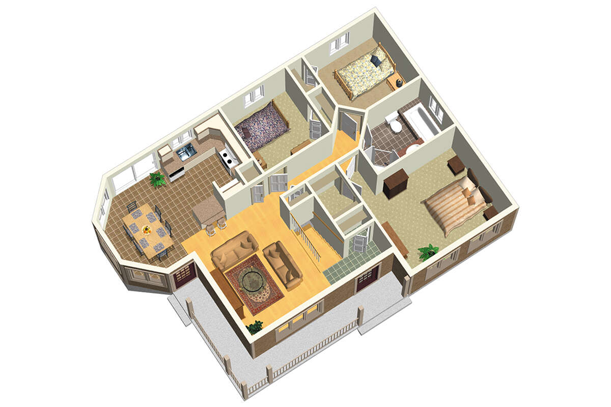 Cottage Plan - 1,039 Square Feet, 3 Bedrooms, 1 Bathroom | Floor Plan ...