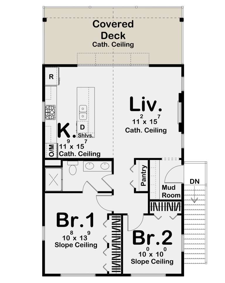 Modern Plan - 915 Square Feet, 2 Bedrooms, 1 Bathroom | Floor Plan #963 ...