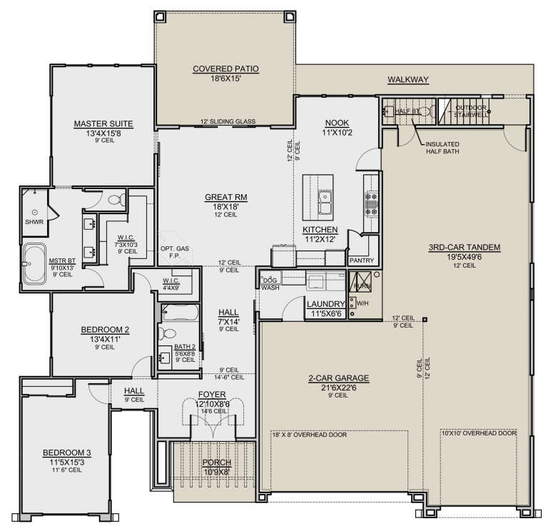 Southwest Plan - 1,868 Square Feet, 3 Bedrooms, 2.5 Bathrooms | Floor ...