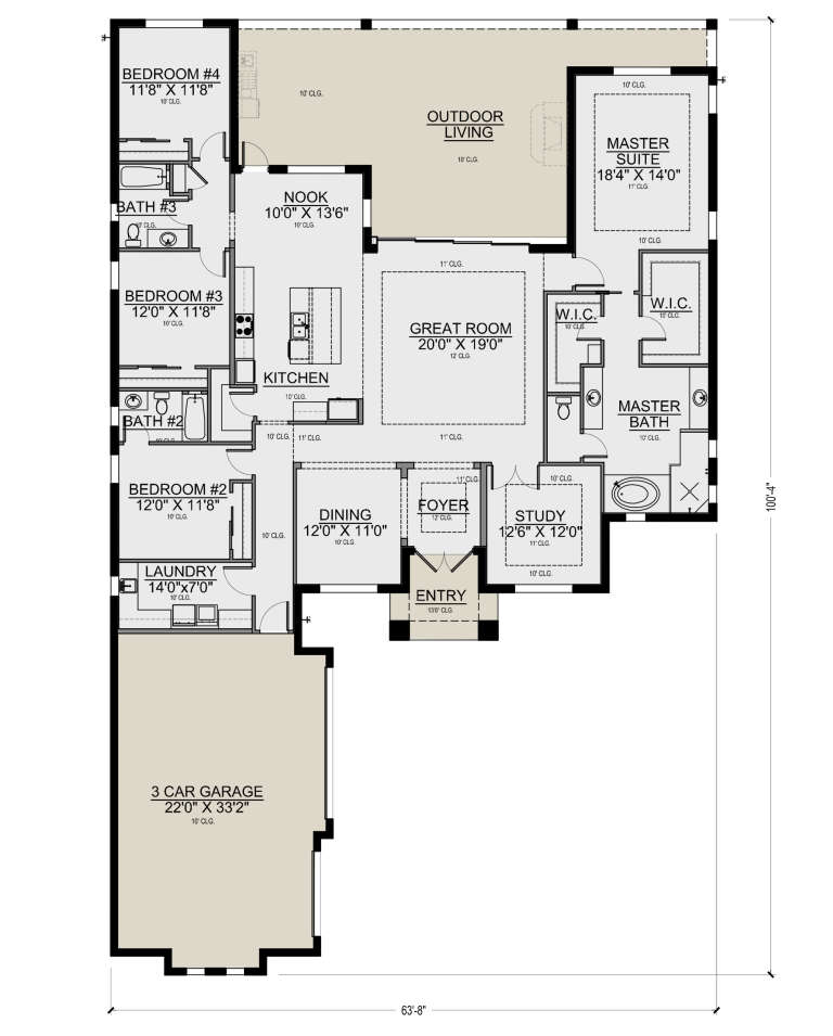 Contemporary Plan - 3,021 Square Feet, 4 Bedrooms, 3 Bathrooms | Floor ...