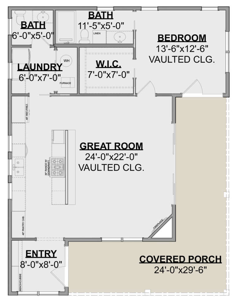 Modern Plan: 1,050 Square Feet, 1 Bedroom, 1.5 Bathrooms - 1462-00044