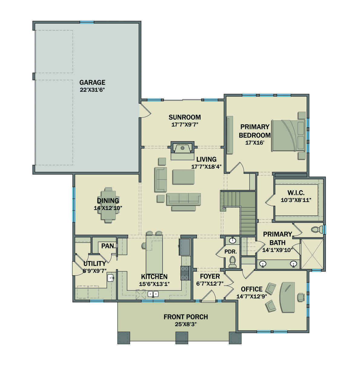 Craftsman Plan: 3,338 Square Feet, 4 Bedrooms, 3.5 Bathrooms - 3571-00019