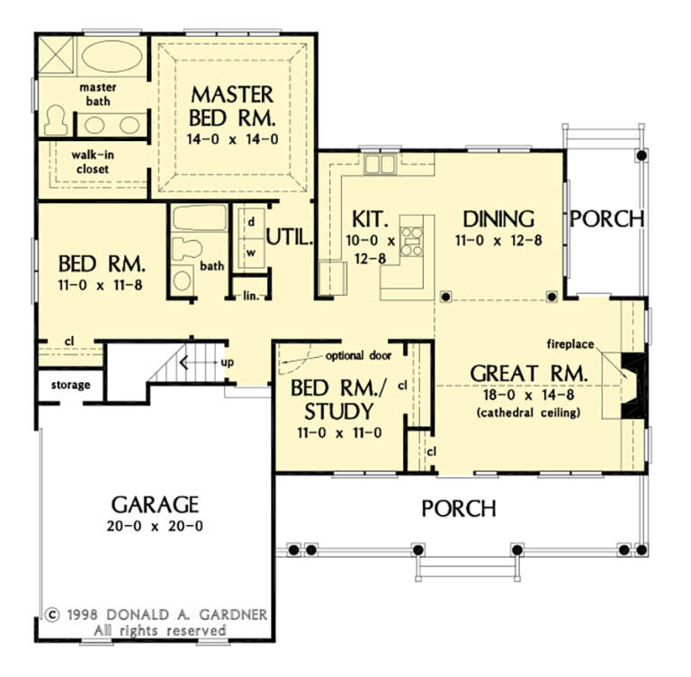 Country Plan - 1,428 Square Feet, 3 Bedrooms, 2 Bathrooms | Floor Plan ...
