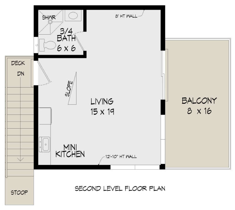 Modern Plan: 320 Square Feet, 1 Bedroom, 1 Bathroom - 940-00581