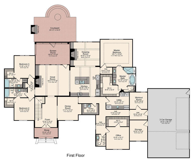 French Country Plan - 3,679 Square Feet, 4 Bedrooms, 4.5 Bathrooms ...