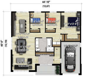 Modern Plan - 1,378 Square Feet, 3 Bedrooms, 1 Bathroom | Floor Plan ...