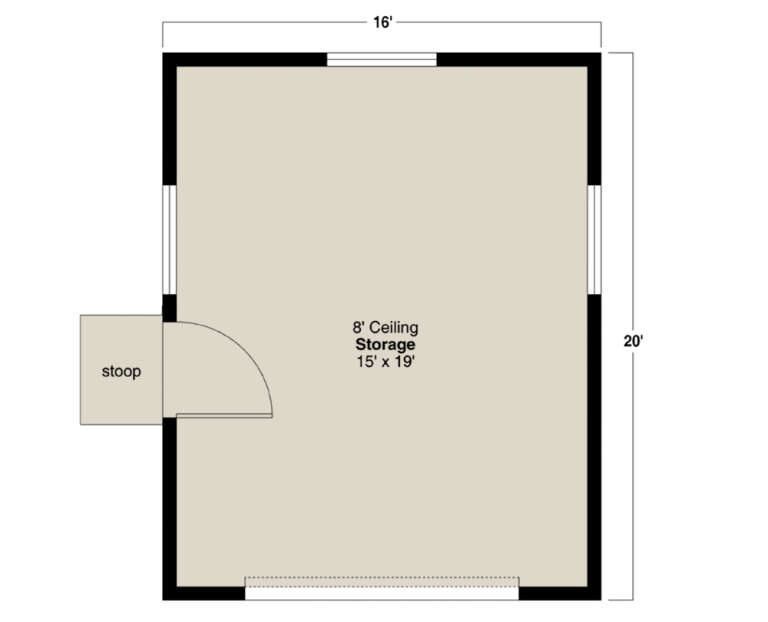 Traditional 1 Car Garage Plan - 320 Square Feet | Floor Plan #035-01037 ...