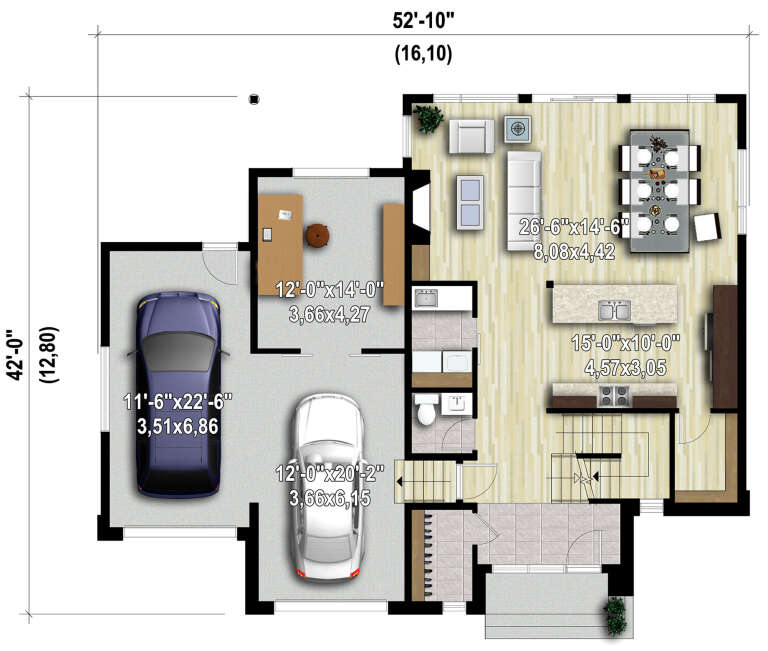 Modern Plan - 2,545 Square Feet, 3 Bedrooms, 2.5 Bathrooms | Floor Plan #6146-00516 | America's ...