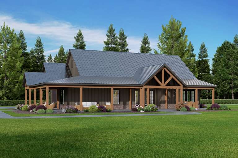 Barndominium Plan - 2,059 Square Feet, 3 Bedrooms, 2.5 Bathrooms | Floor Plan #009-00317 ...