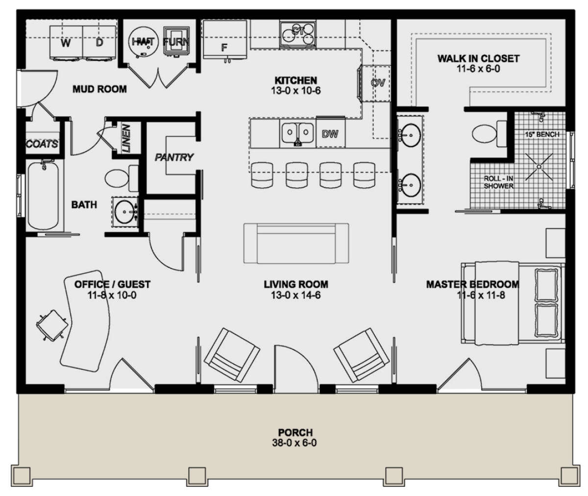 Modern Farmhouse Plan: 988 Square Feet, 2 Bedrooms, 2 Bathrooms - 2699 ...