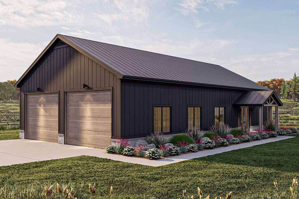Barn Plan: 1,587 Square Feet, 2 Bedrooms, 2 Bathrooms - 963-00716