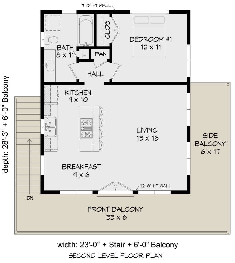 Modern Plan - 650 Square Feet, 1 Bedroom, 1 Bathroom | Floor Plan #940 ...