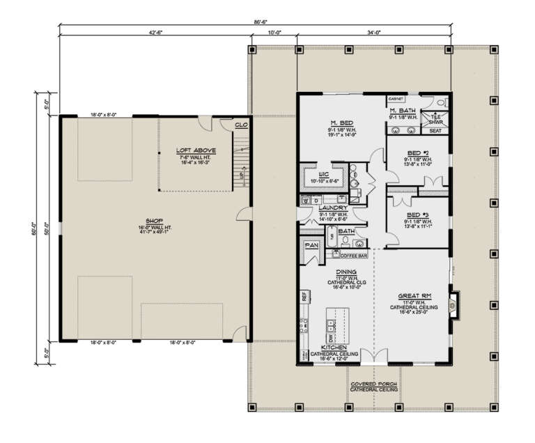 Barn Plan - 2,050 Square Feet, 3 Bedrooms, 2 Bathrooms | Floor Plan #5032-00214 | America's Best ...