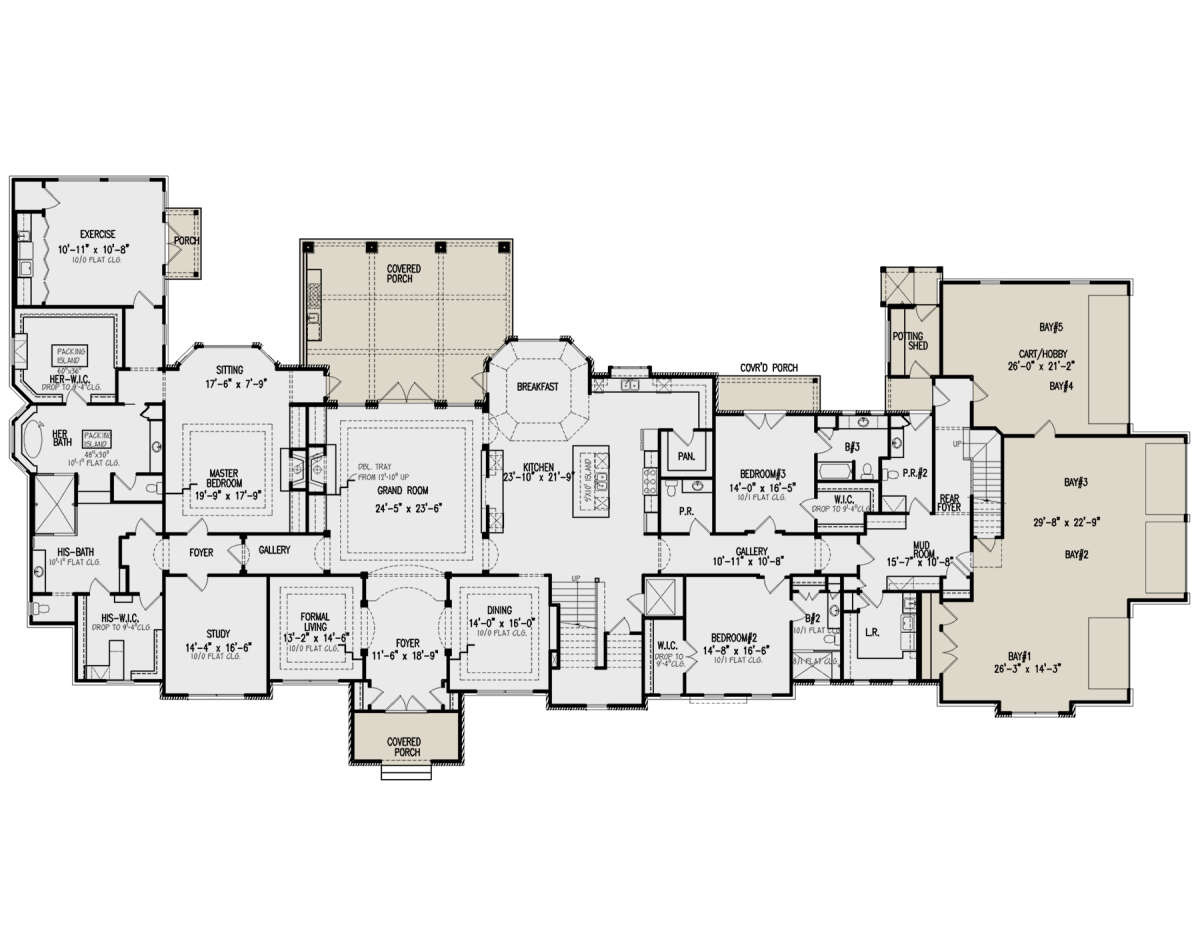 Traditional Plan: 8,339 Square Feet, 7 Bedrooms, 7 Bathrooms - 699-00364